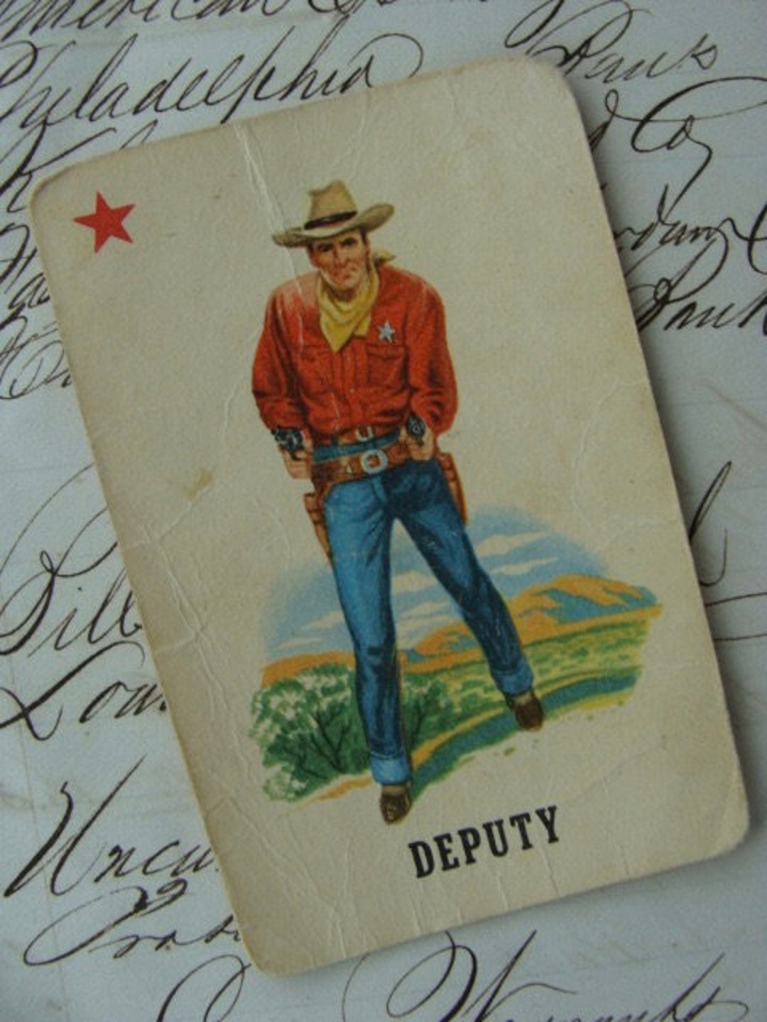 Rare Vintage Cowboy Flash Card - Etsy