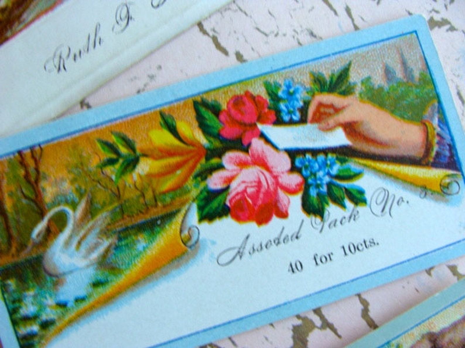 Antique Victorian Calling Cards 1920 Gorgeous Die Cut Roses - Etsy UK