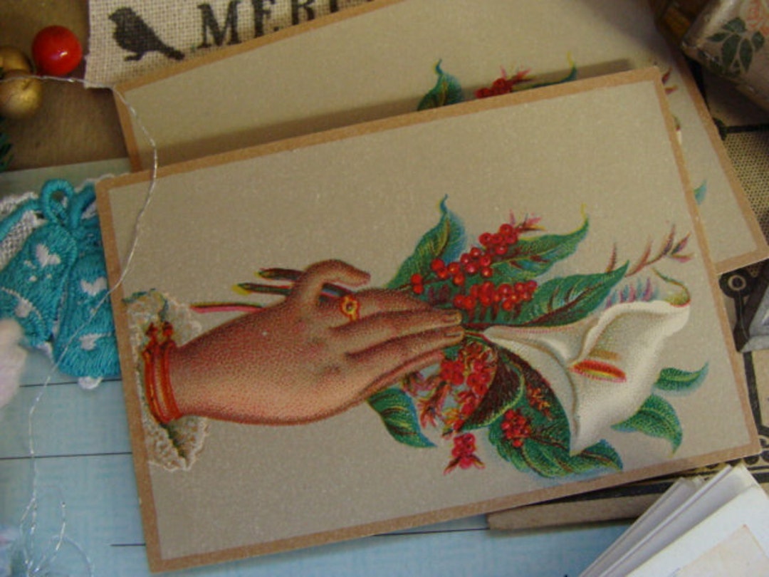 One Antique 1800s Christmas Stunning Trade Lithograph Trading Card ...