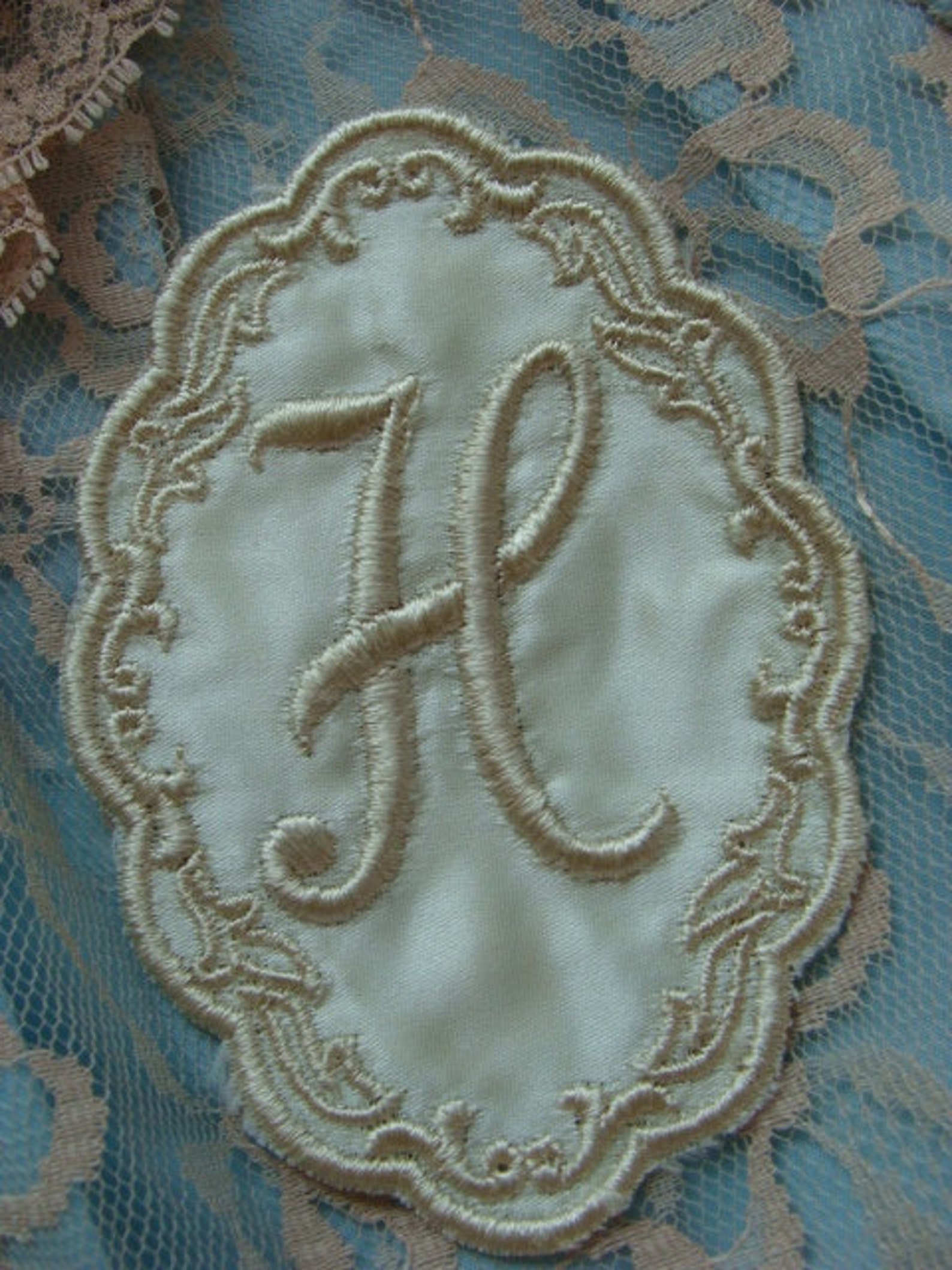 Stunning Large Silk Vintage Embroidered Monogram Calligraphy - Etsy