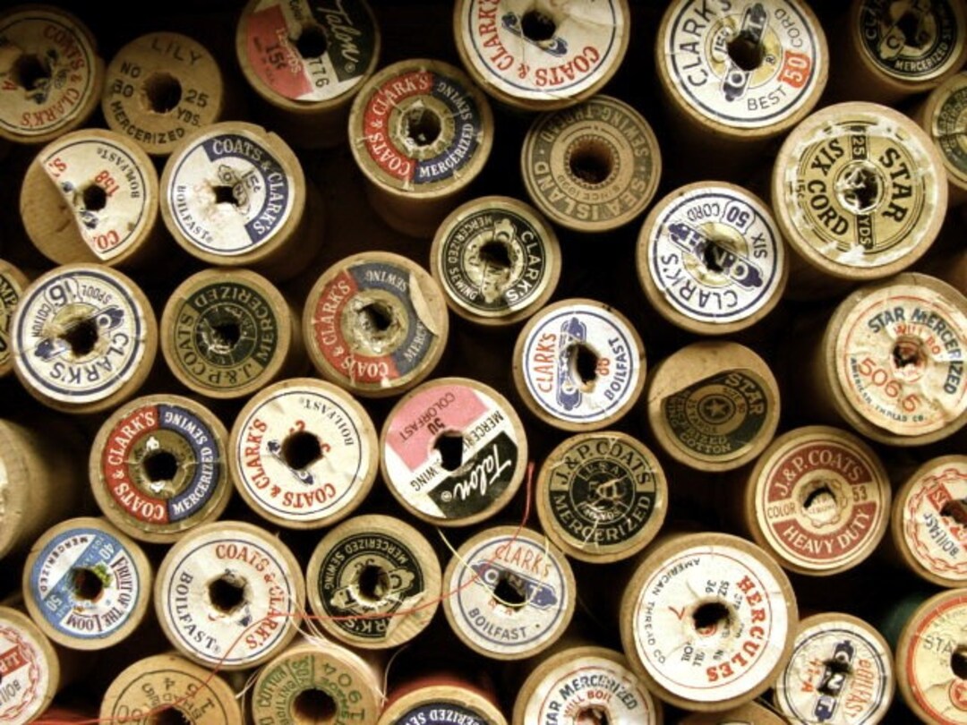 One Dozen Old Wooden Thread Spools - Etsy