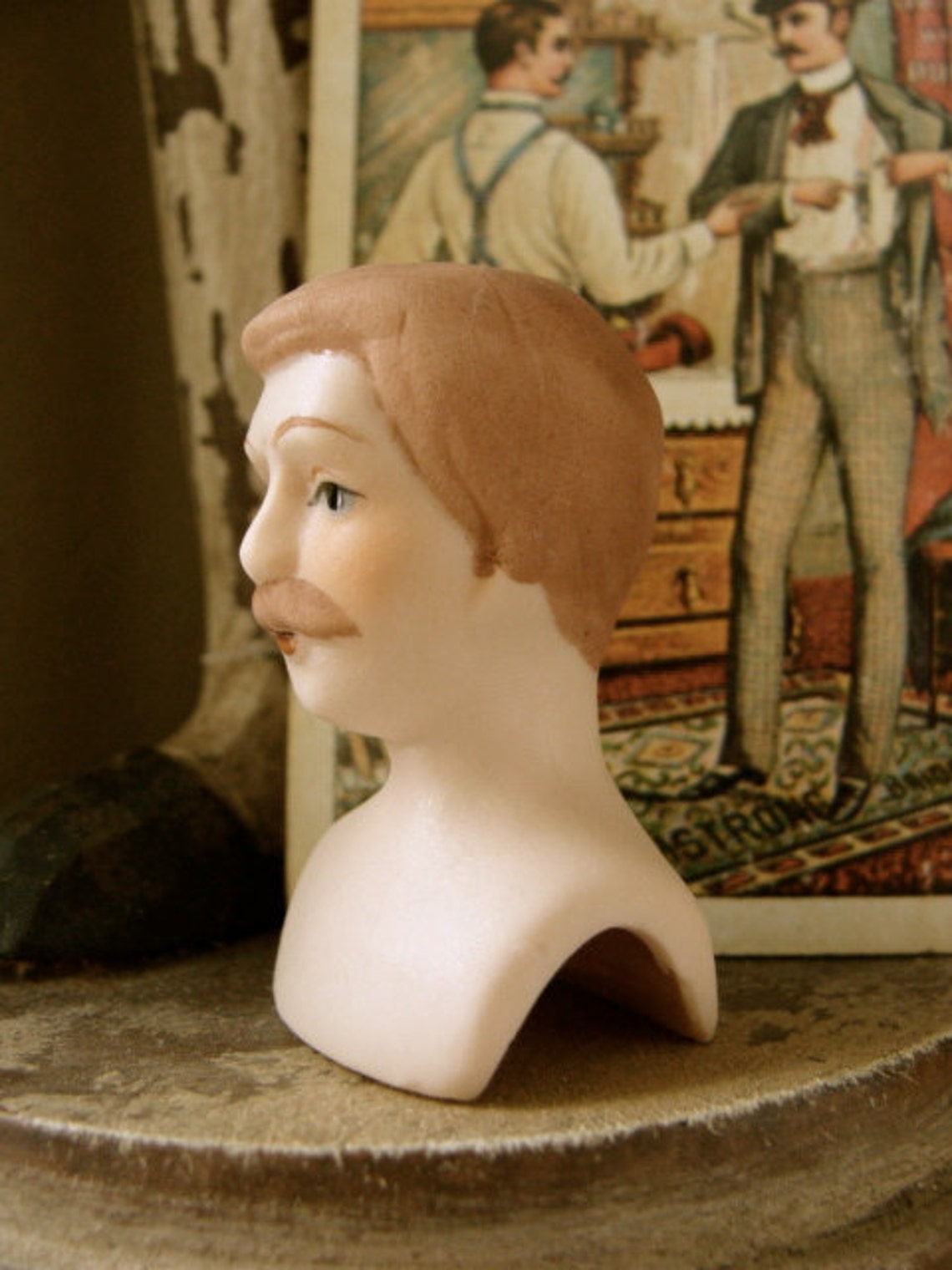 Vintage Bisque Highly Detailed Shoulder Mustache Male Doll | Etsy