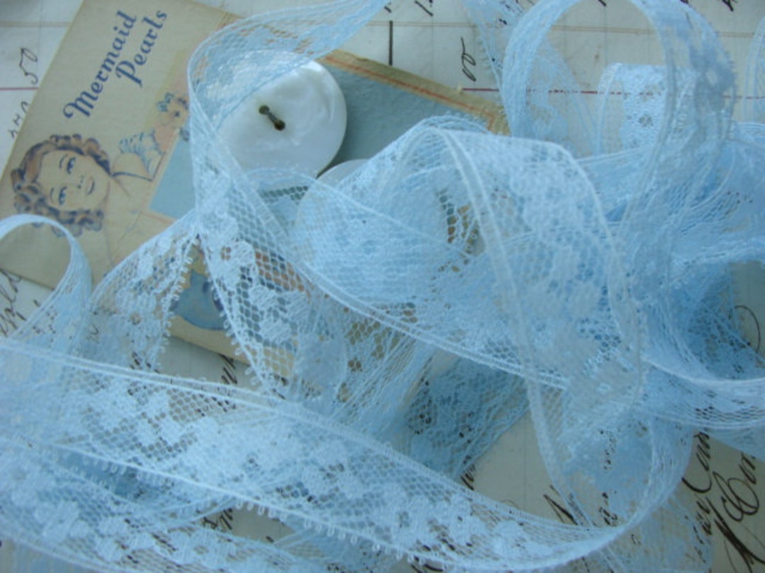 2 Yards of Beautiful Powder Blue Vintage Netted Lace - Etsy