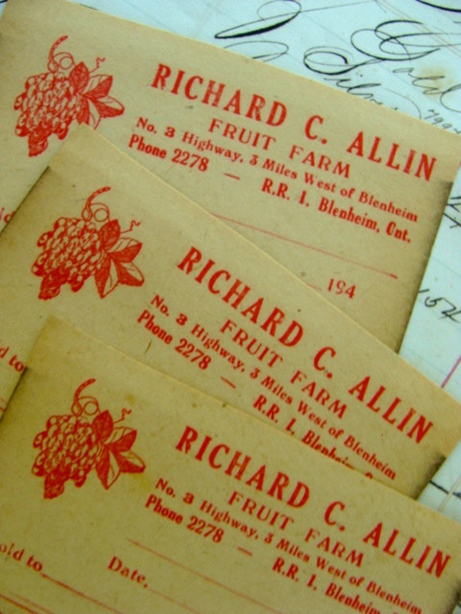 Vintage Antique Fruit Farm Invoice Receipts - Etsy