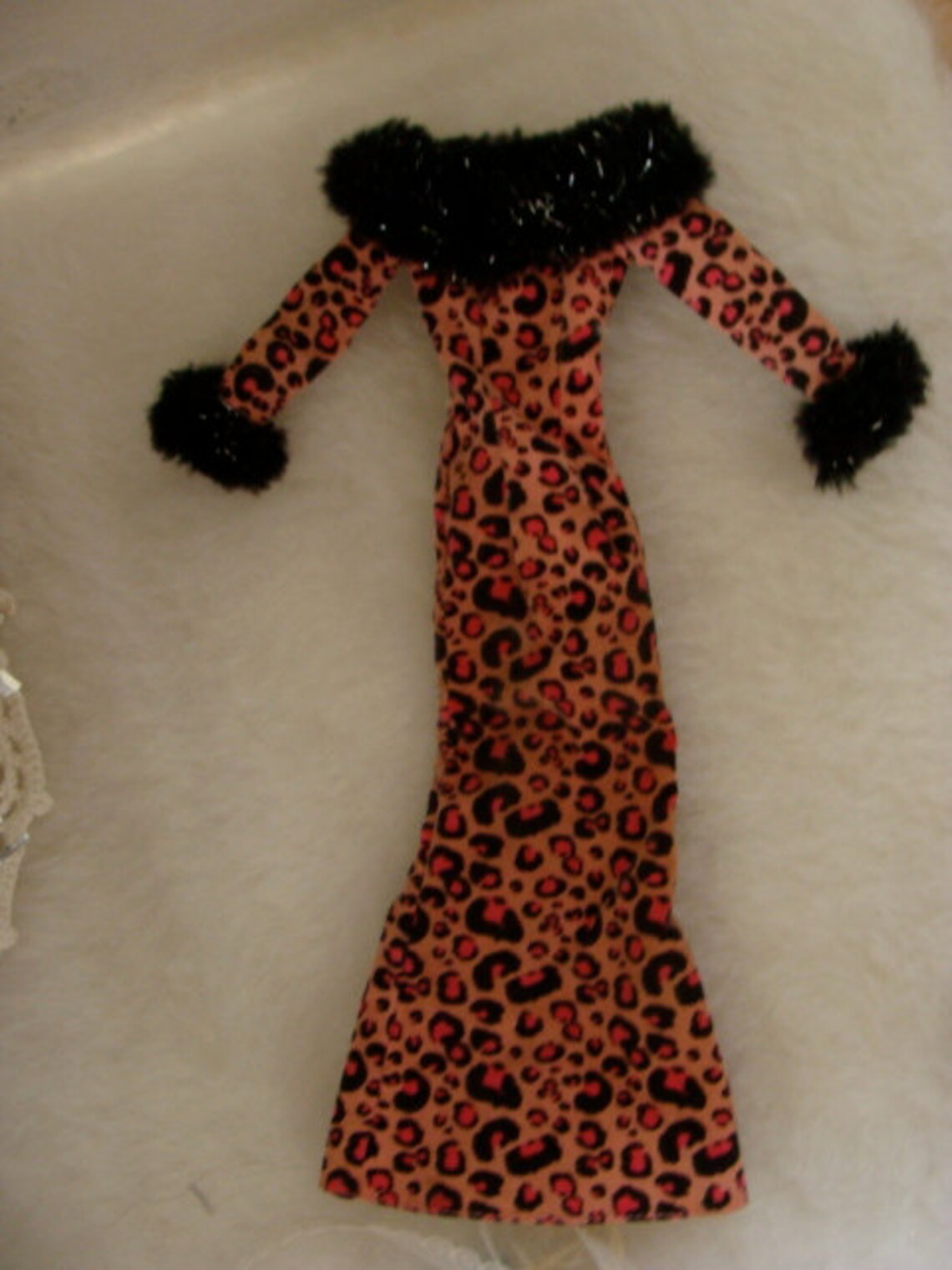 Gorgeous Fancy Fur Animal Print Vintage Barbie Fashion Dress Fits ...