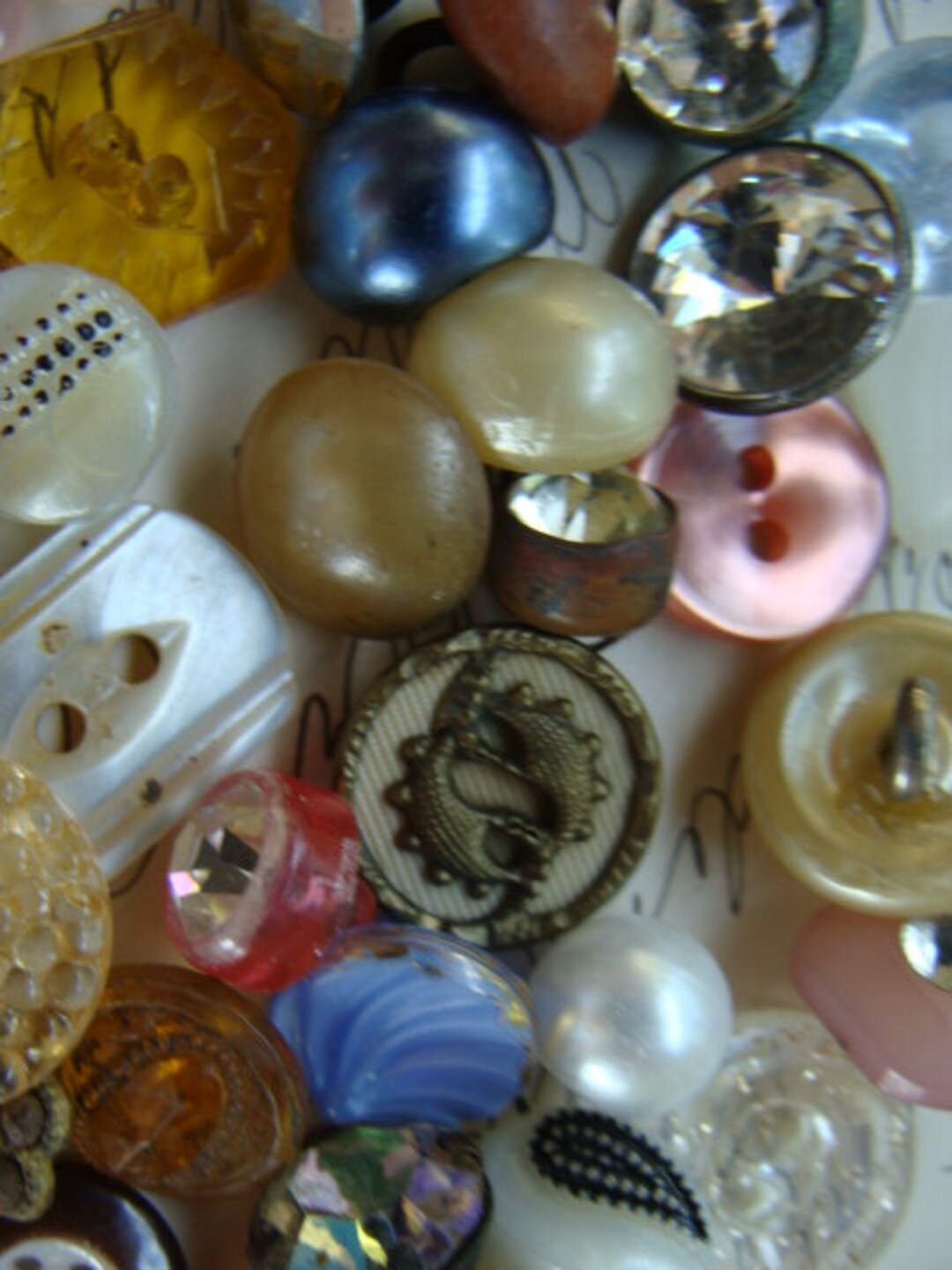 3 Dozen Gorgeous Antique Old Buttons Vintage Glass Buttons Rhinestone ...