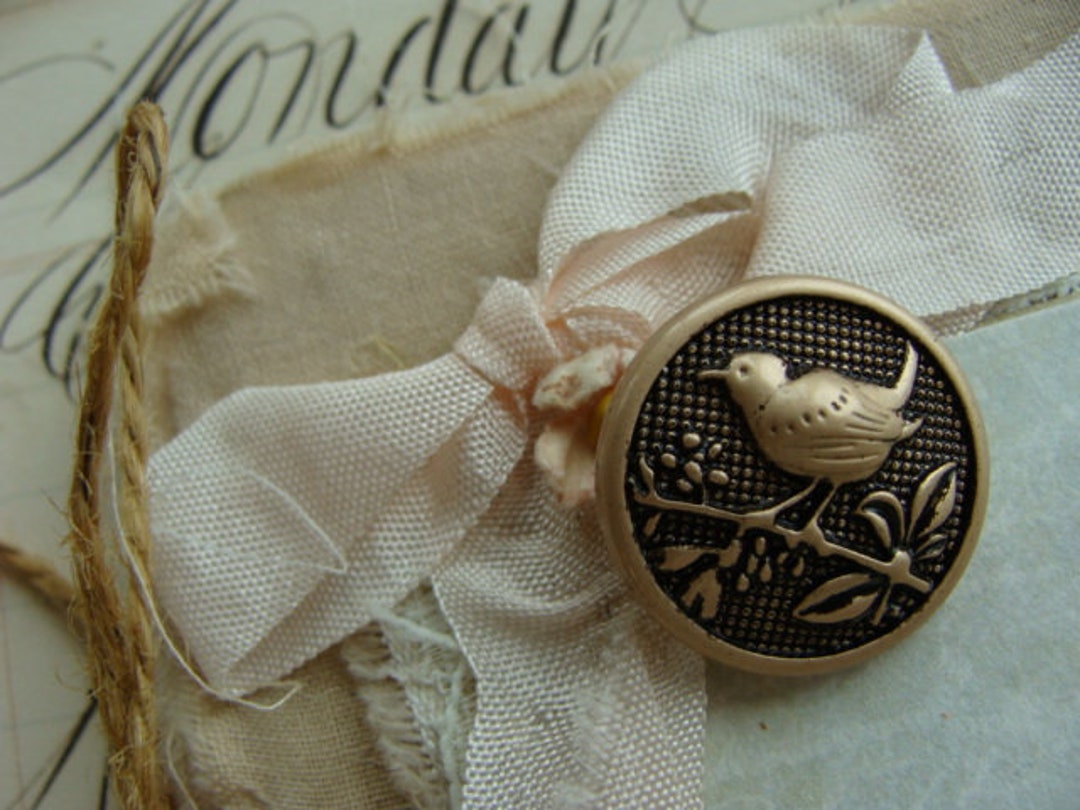 3 Beautiful Metal Engraved Bird Shank Buttons Great for Wedding Jewelry ...