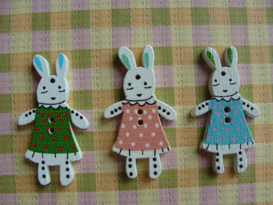 Sweet Adorable Bunny Buttons Bunnies in Rabbit Dresses Lot - Etsy