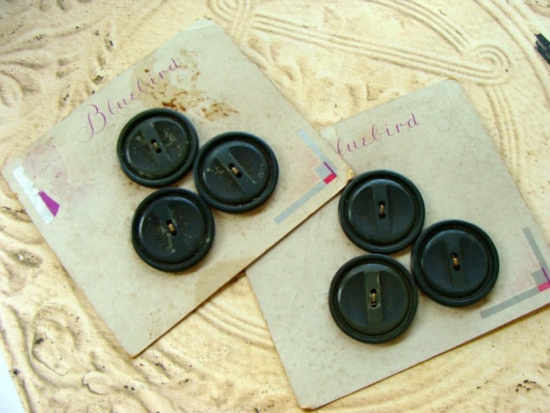 2 Antique Blue Bird Button Cards With Large Buttons - Etsy