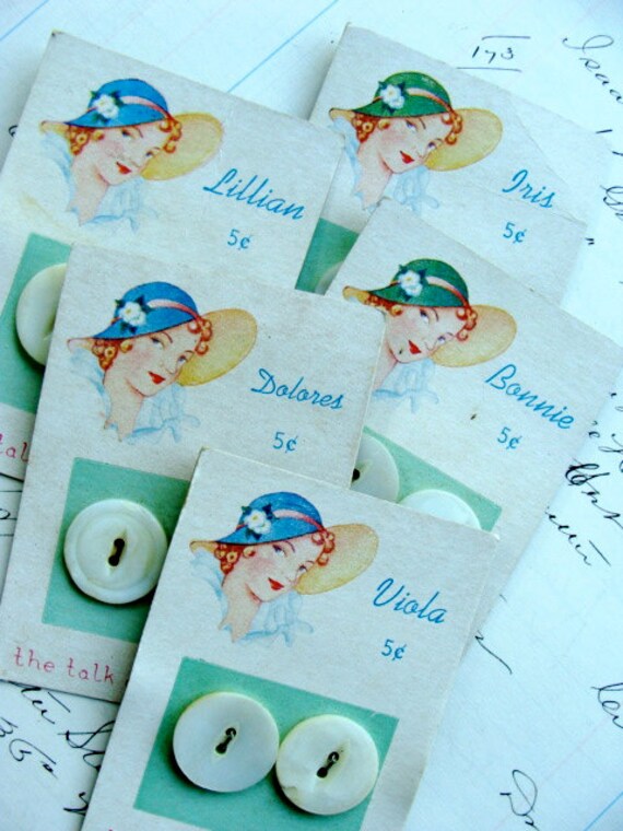 One Antique Five Cent Button Card Genuine Pearl Talk of the | Etsy