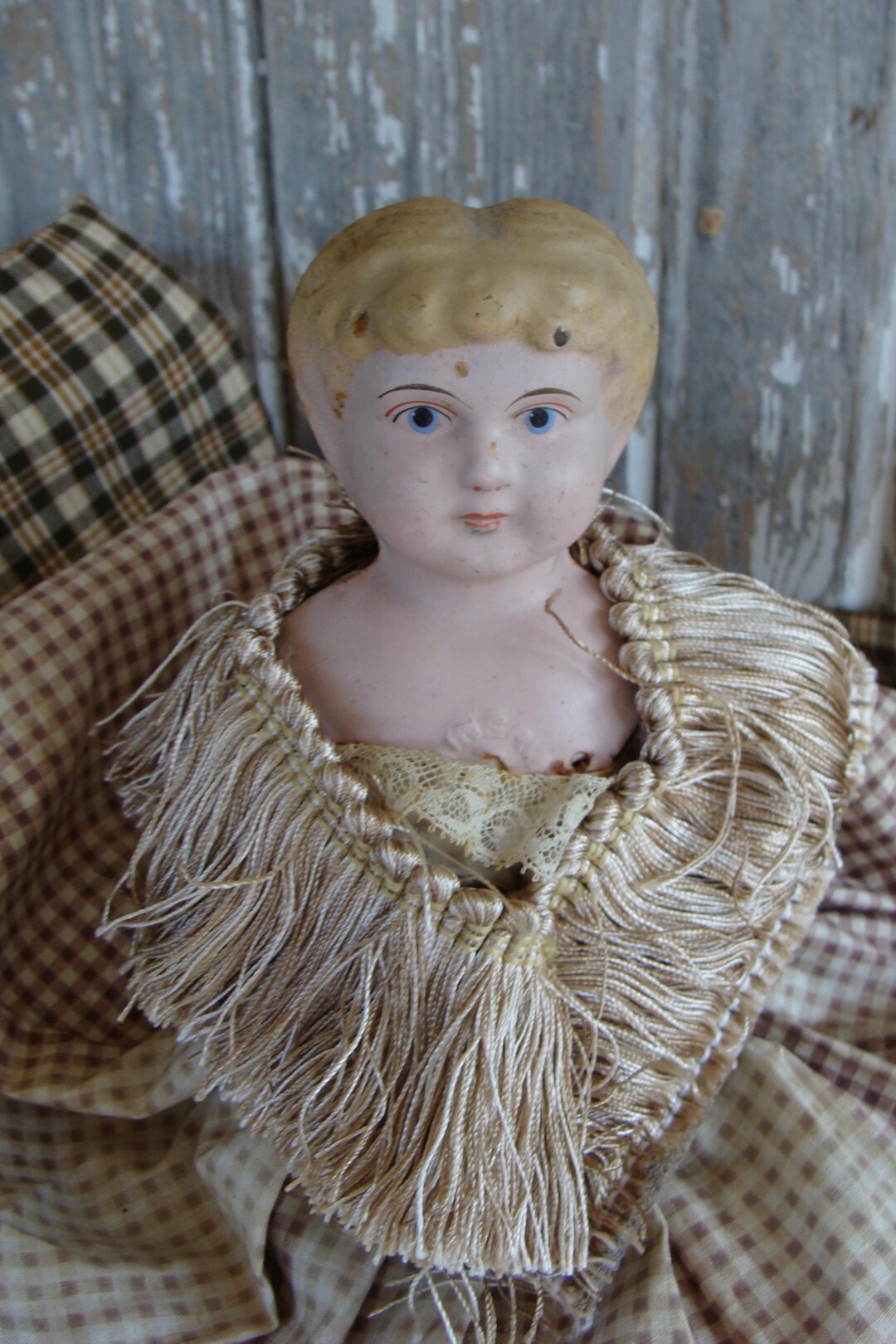 Antique Gorgeous Minerva German Tin Metal Doll Head Doll Perfect for ...