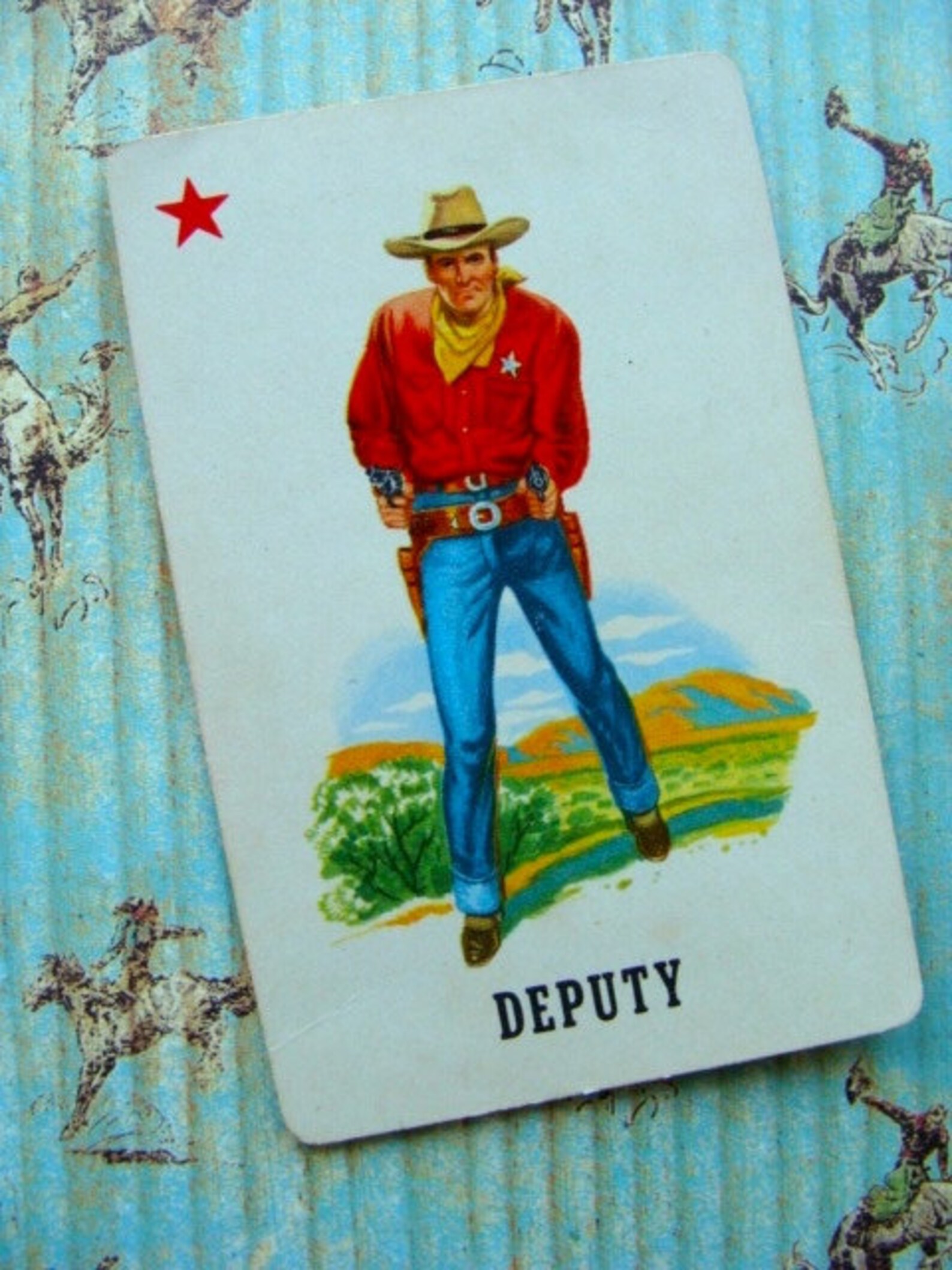 Rare Vintage Cowboy Flash Card | Etsy