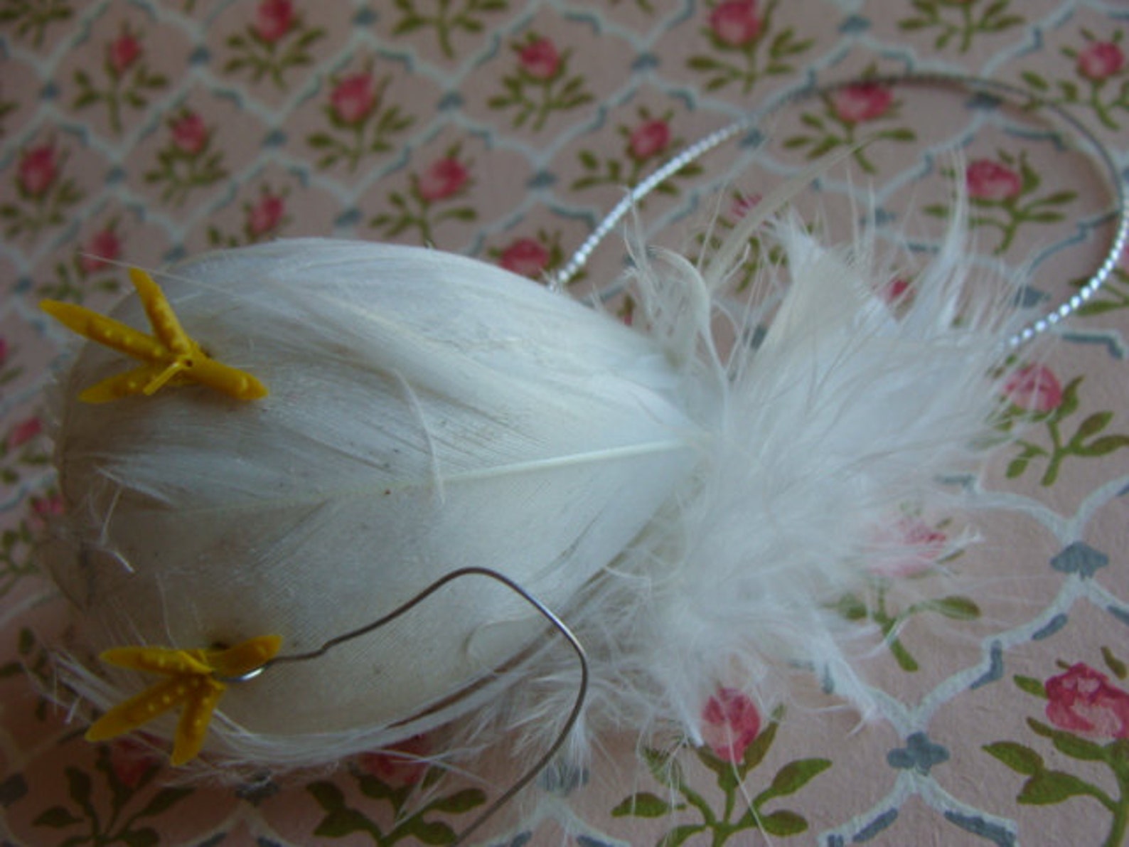 Vintage White Decor Beautiful Frilly White Feathered Bird for | Etsy