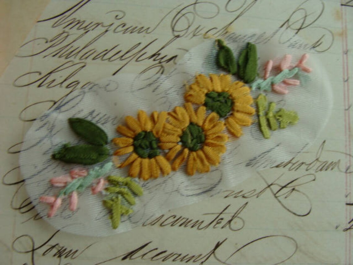 Beautiful Vintage Ribbon Embroidery Appliqué Unused Condition | Etsy
