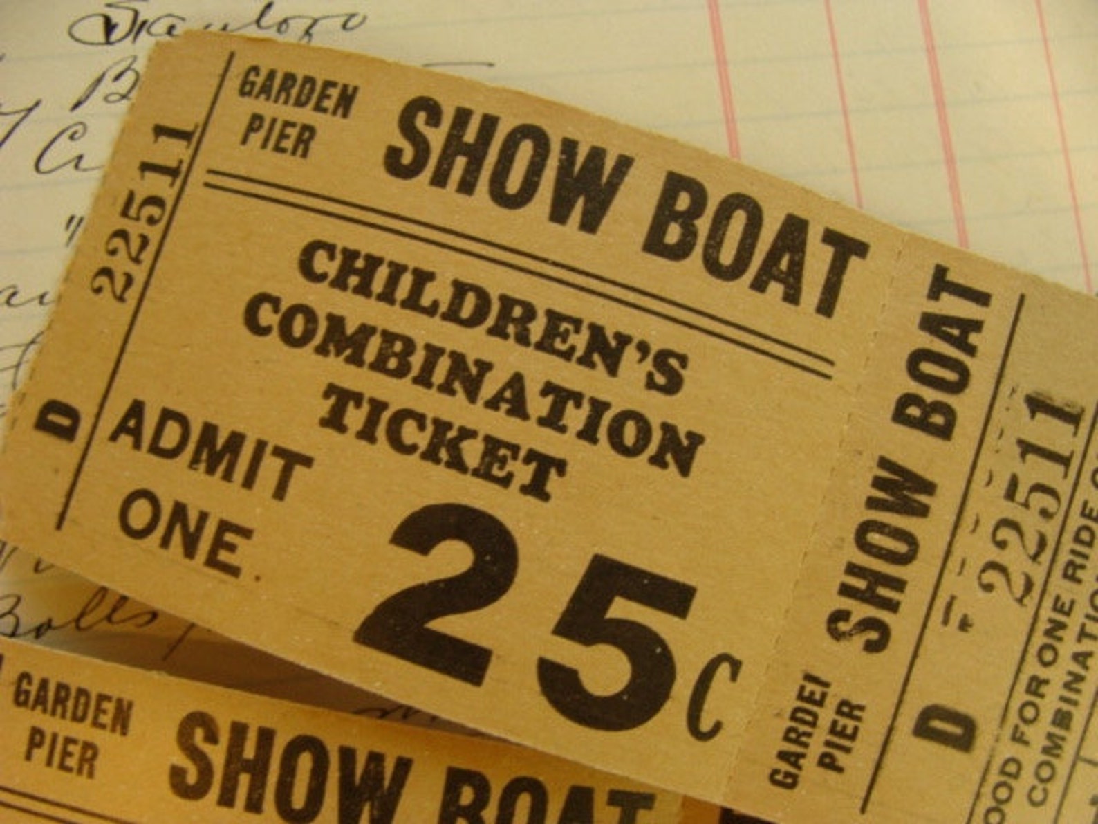 Vintage Nautical Double Sided Two Part Show Boat Tickets | Etsy