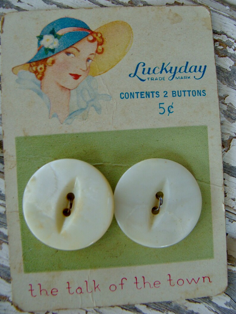 One Antique Five Cent Button Card Genuine Shell Talk of the Town - Etsy