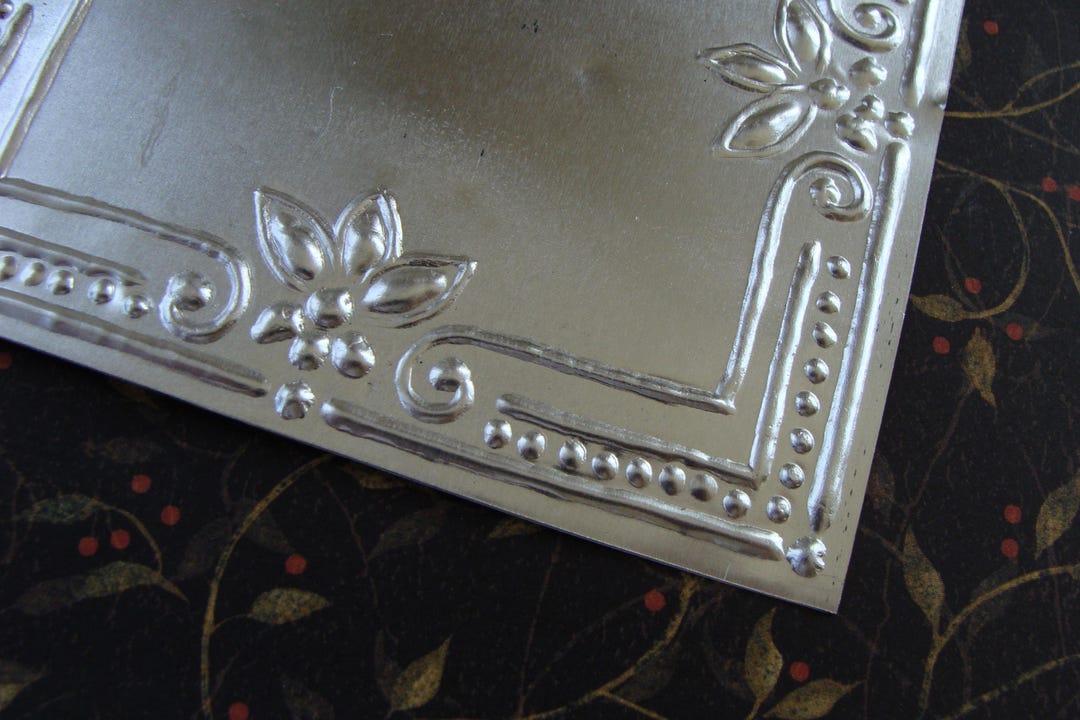 Stunning Vintage Embossed Stamped Metal Tile Panel Great for Altered ...