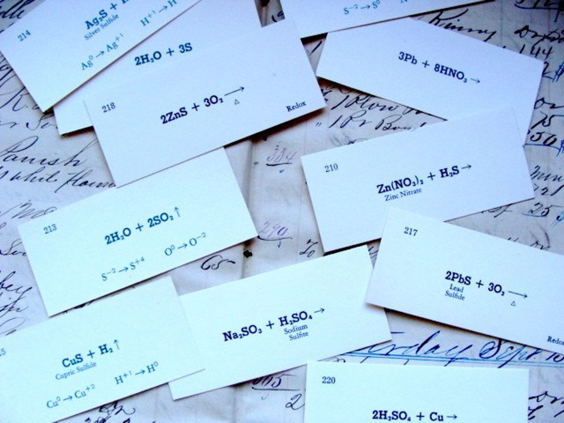 1 Dozen Vintage Chemistry Flash Cards - Etsy