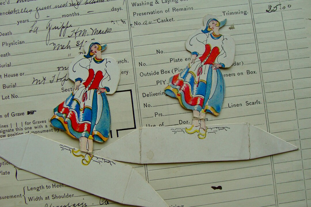 2 Antique Stunning Lithograph Die Cut Tally Cards With Crease Damage to ...
