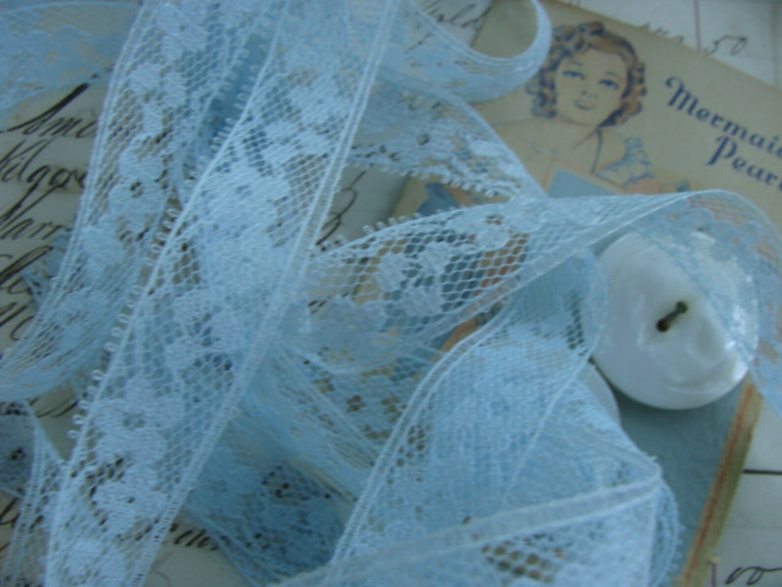 2 Yards of Beautiful Powder Blue Vintage Netted Lace - Etsy