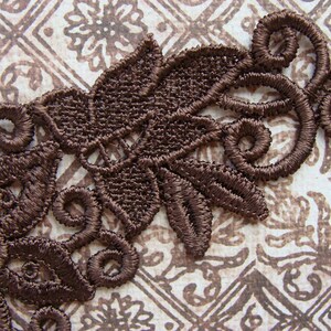 Vintage Beautiful Rich Brown Lace Appliqué Wonderful for Doll Collars ...