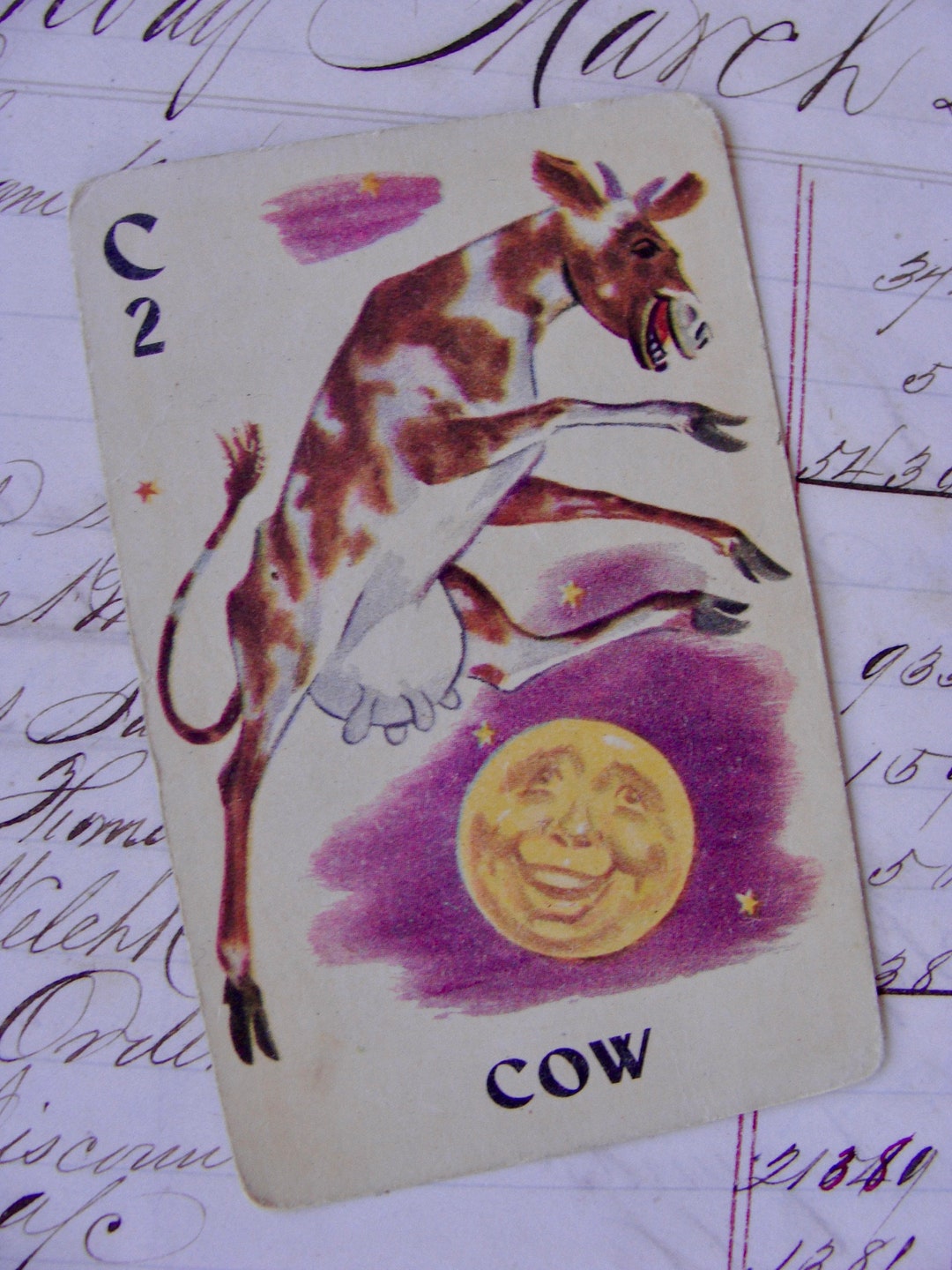 Antique Adorable Farmhouse Cow Rare Flash Playing Card - Etsy