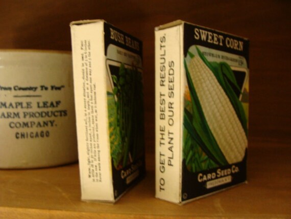 One Vintage Cardboard Farmhouse Seed Sweet Corn Box - Gem