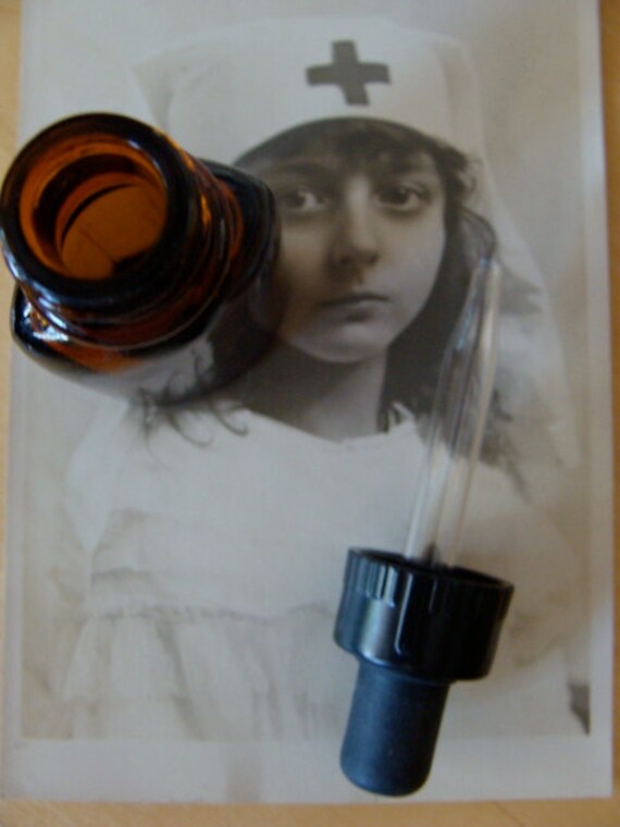 Antique Medical Amber Glass Bottle Eye Dropper | Etsy