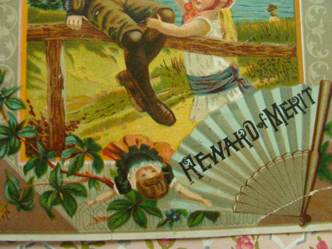 Rare Antique 1800s Litho Stunning Reward of Merit Trade Card N046 - Etsy