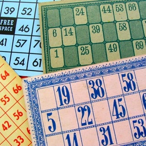 Antique French Lotto Cardboard Bingo Collection Pcs for Altered Art ...