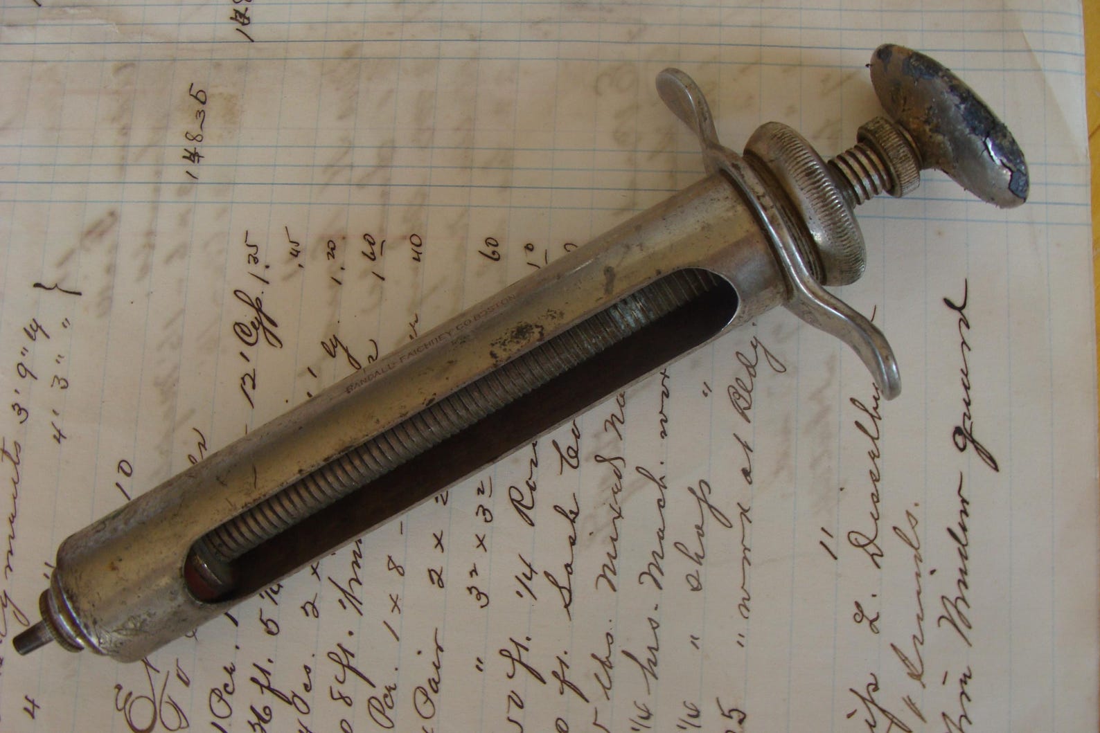 Rare Large Antique Medical Hypodermic Metal Syringe With Lots of ...