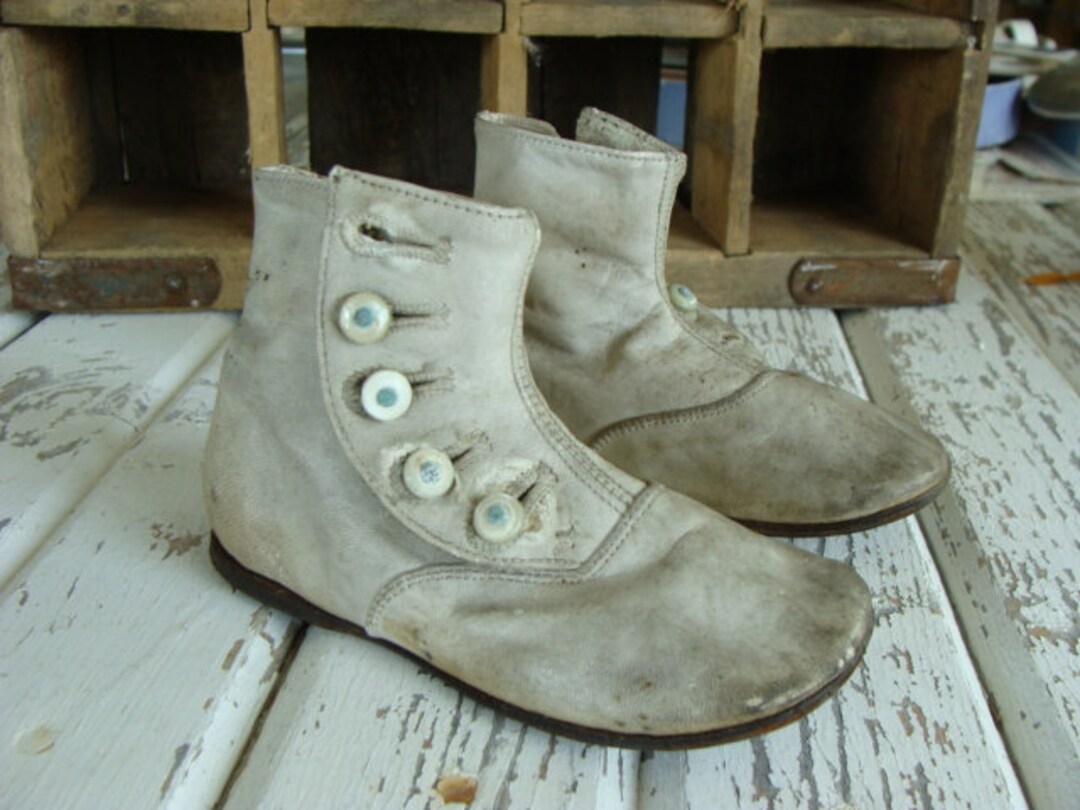 Antique Old Worn Edwardian Gorgeous High Button Boots for Child N0 26 ...