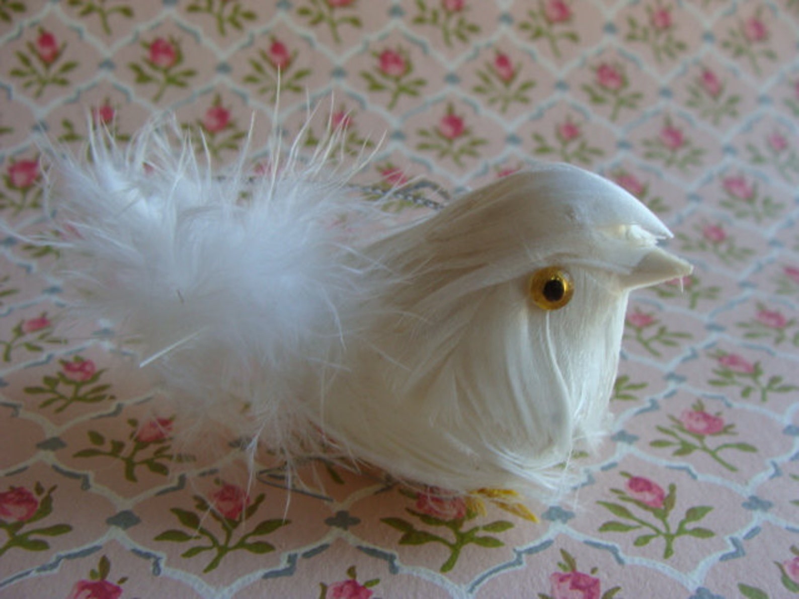 Vintage White Decor Beautiful Frilly White Feathered Bird for - Etsy