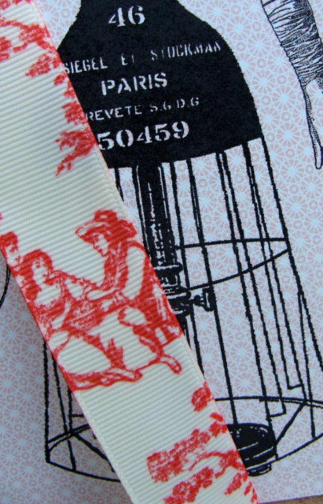 Red Toile French Ribbon - Etsy