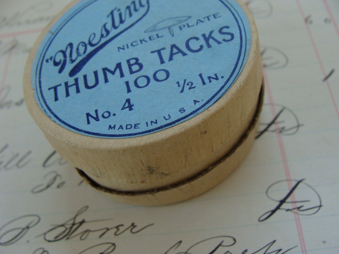 Gorgeous Antique Numbered Box of Nickel Plated Half Inch Tacks Unused ...