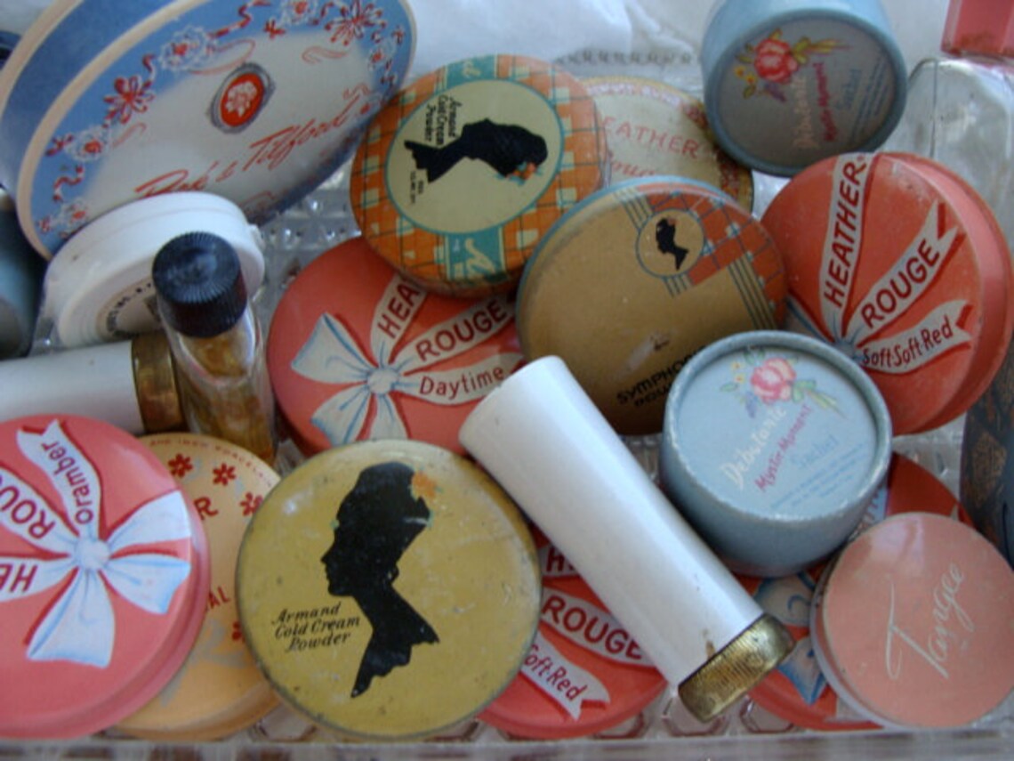 Antique Rouge Silhouette Gorgeous Feminine Tin | Etsy