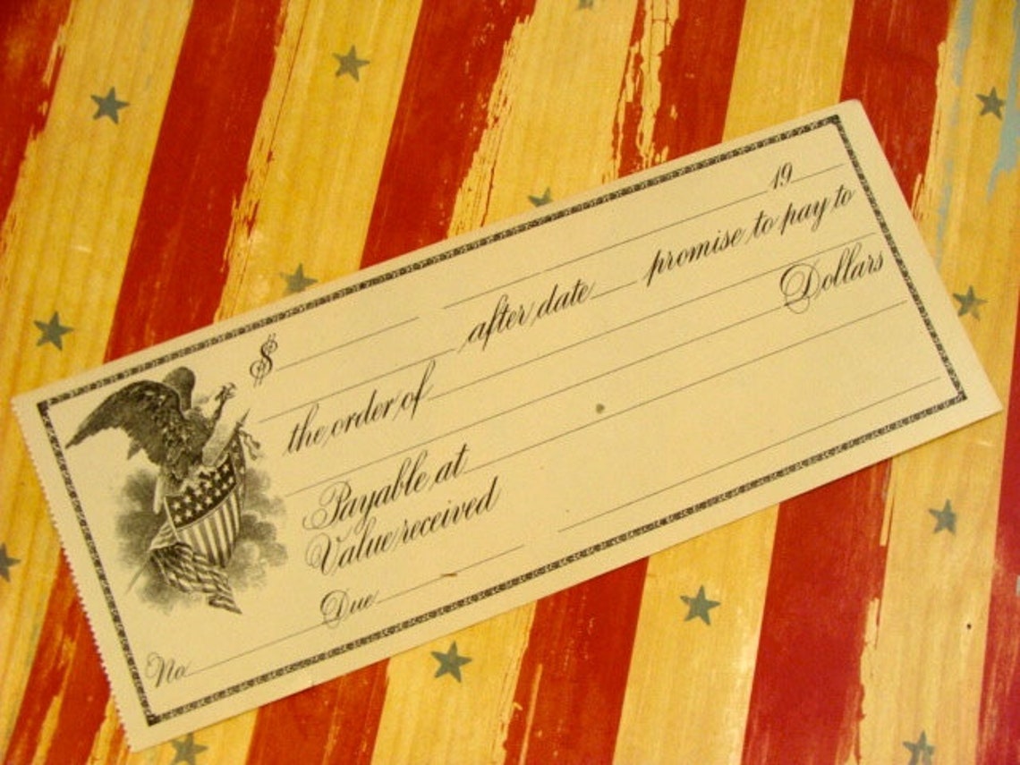 Antique 1900s Check Receipt With Beautiful United States Eagle Bird ...