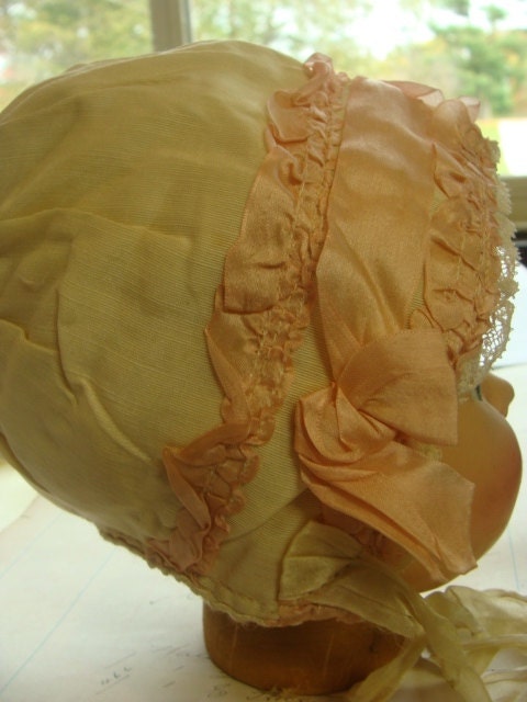 Sweet Antique Victorian Pink Silk Lace Baby Bonnet N021 - Etsy