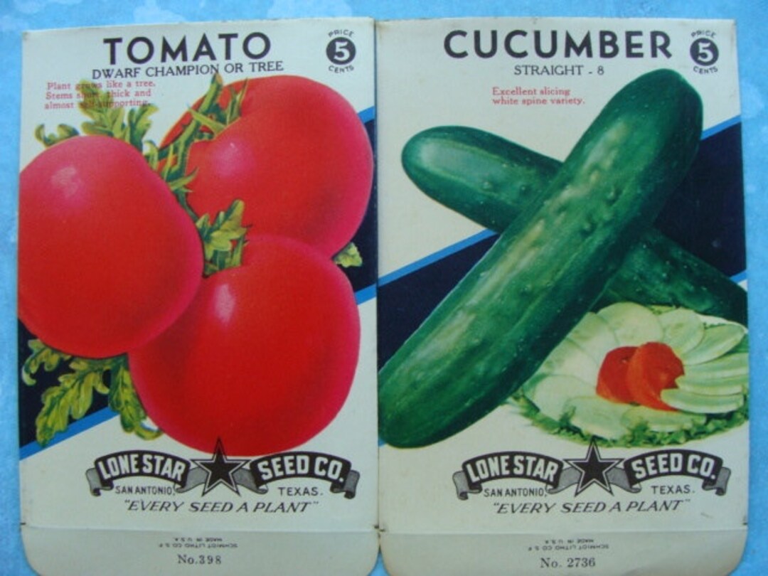 2 Antique Empty Seed Packets Unused Vintage Vegetable Garden Seed ...