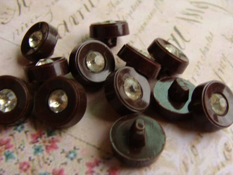Vintage Rhinestone Buttons Matching Button Set Chocolate Brown - Etsy