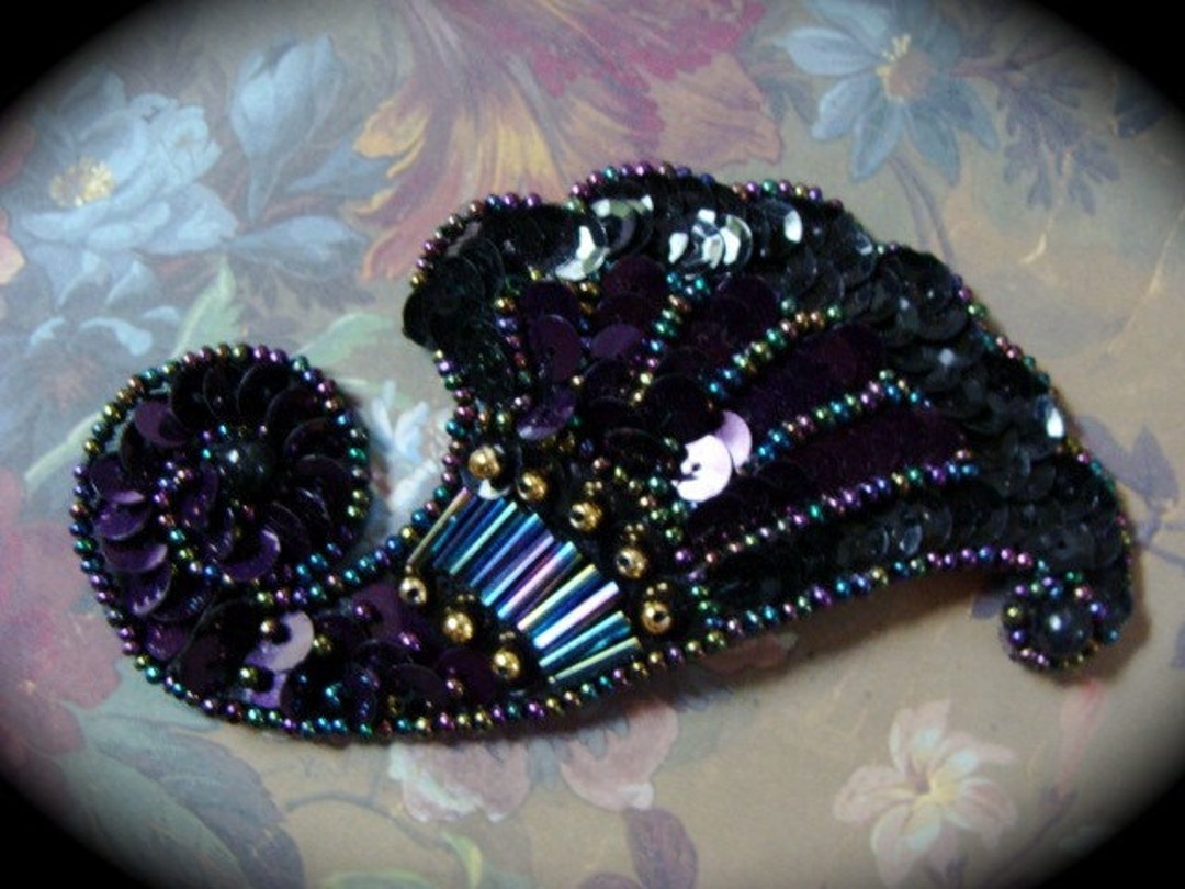 Antique Victorian Black Goth Beaded Applique - Etsy