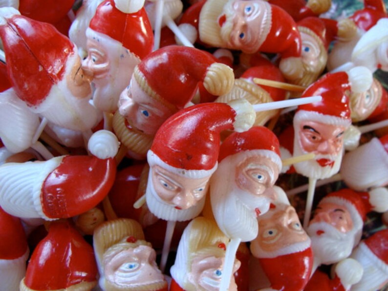 Half Dozen Vintage Antique Kitsch Santa Cupcake Picks - Etsy