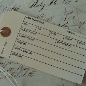 3 Post Mortem Funeral Death Toe Tags Great for Halloween Altered Witch ...