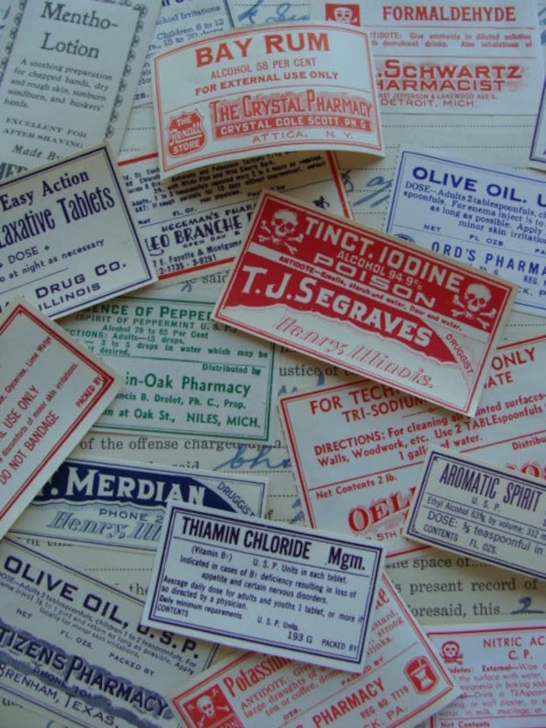 24 Different Antique Medical Pharmacy and Drug Co. Labels Lot N024 ...