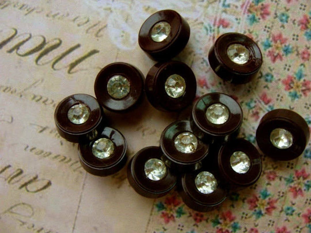 Vintage Rhinestone Buttons Matching Button Set Chocolate Brown - Etsy