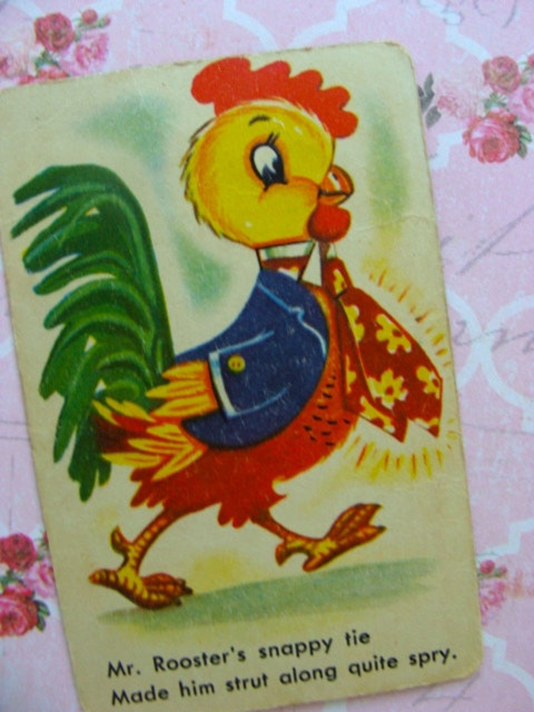 Vintage Kitsch 1940s Chicken Rooster Rare Collector Playing Card Great ...