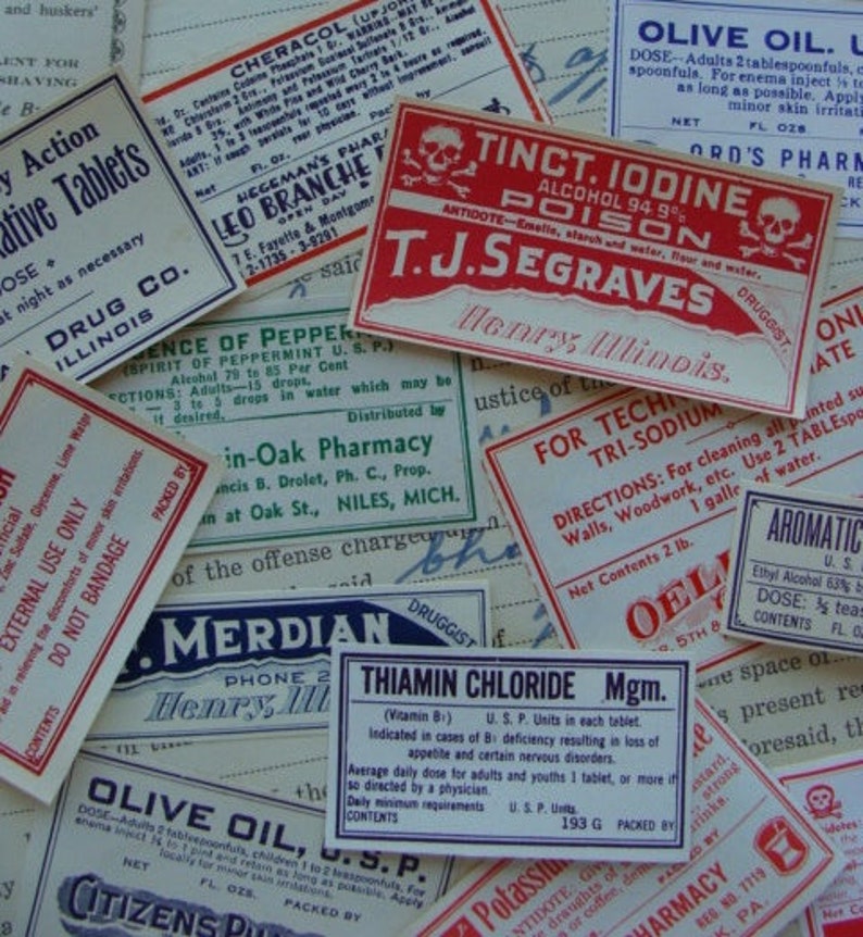 24 Different Antique Medical Pharmacy and Drug Co. Labels Lot | Etsy