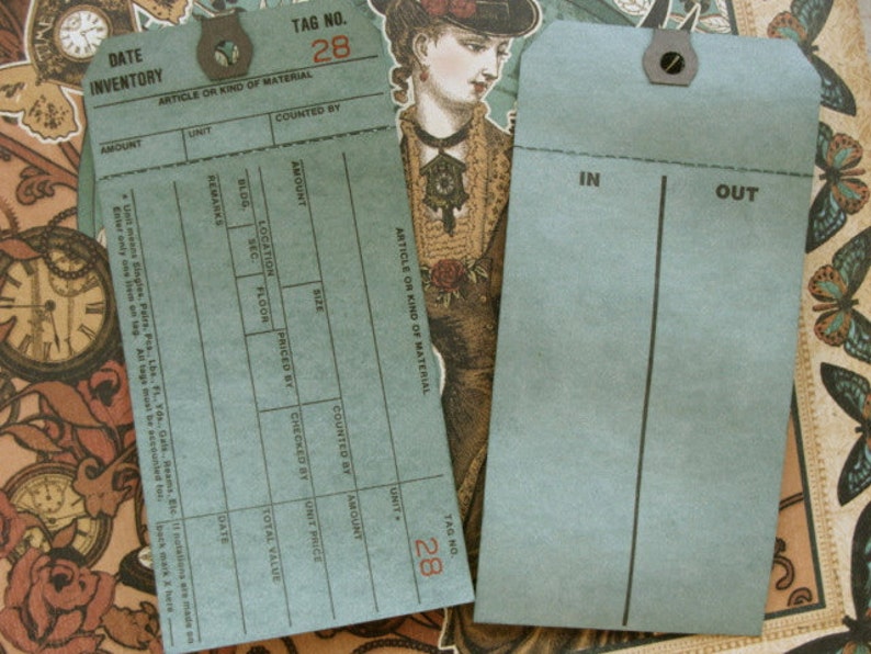 Tags Hand dyed 6 Old Nostalgic Inventory Large Shipping Tags | Etsy