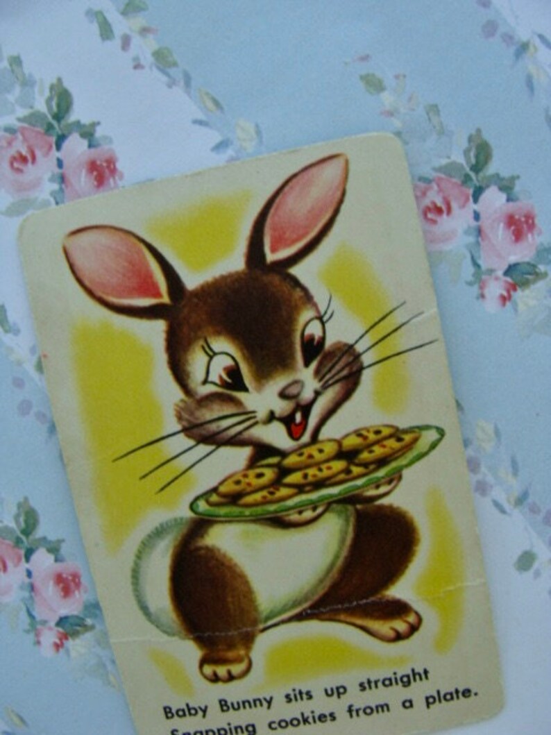Vintage 1940s Bunny Rabbit Game Card Farmhouse Easter Decor - Etsy