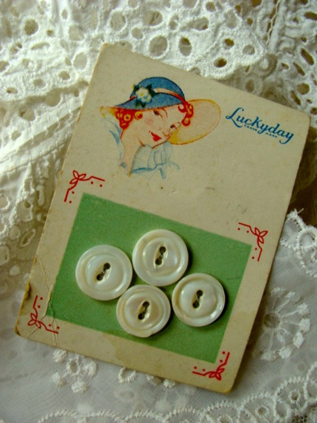 One Antique Five Cent Button Card Genuine Pearl - Etsy